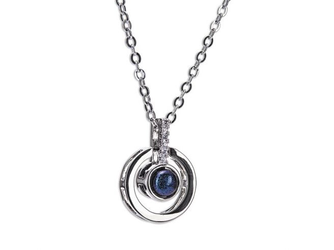 Newgrange Living Silver Diamante Blue Stone Necklace