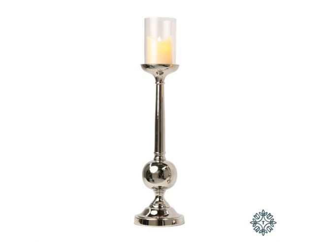 Tara Lane Zuri Ball Pillar Candle Holder Chrome 65